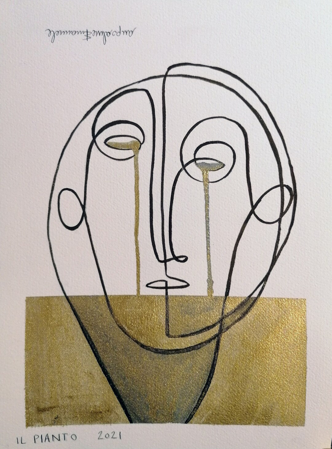 Painting of the Face of a Crying Woman, Hand-painted Picture With India ...