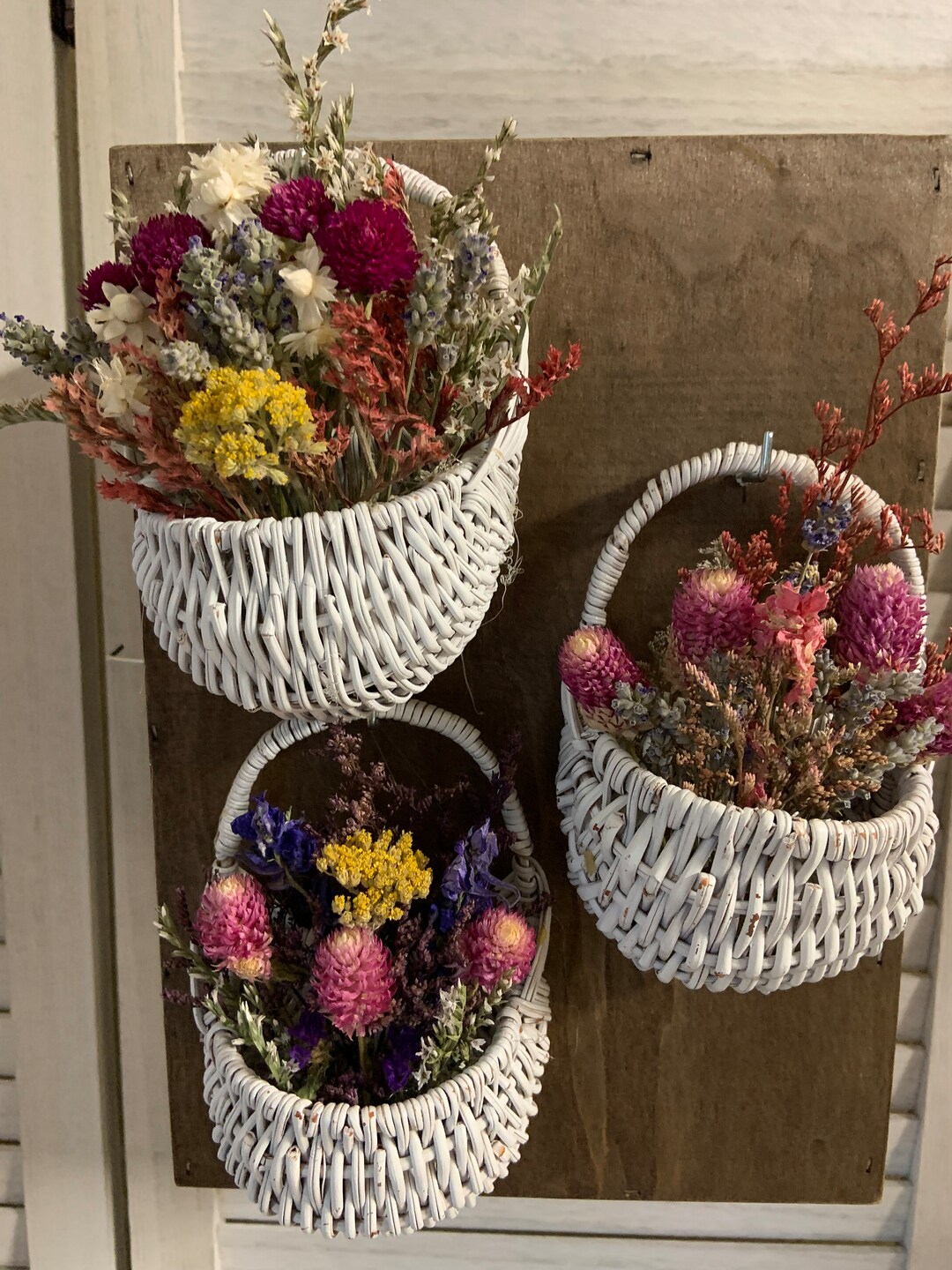 Dried Flower Wall Basket Arrangement - Etsy