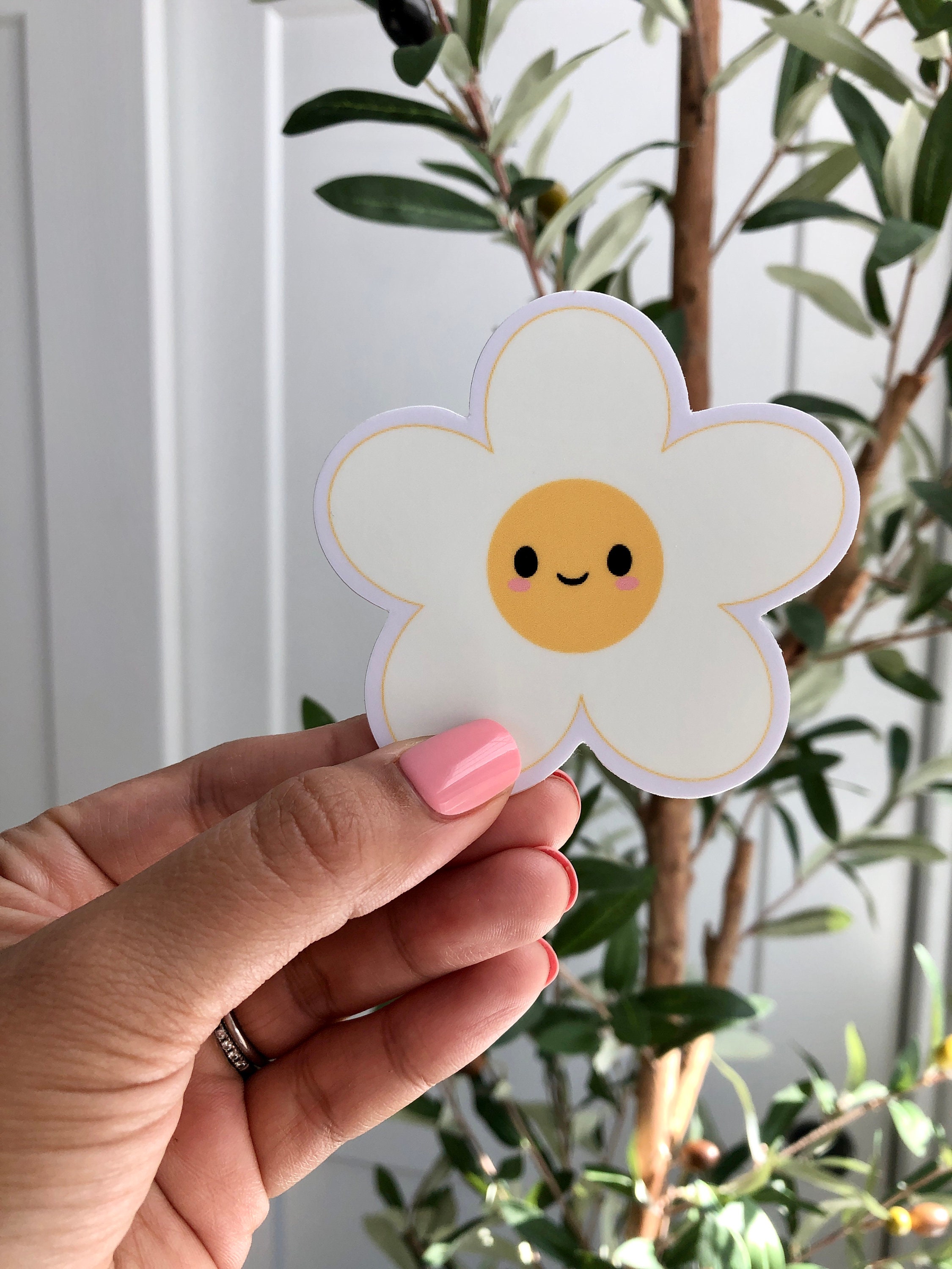 Smiley Face Flower Die Cut Sticker - Etsy