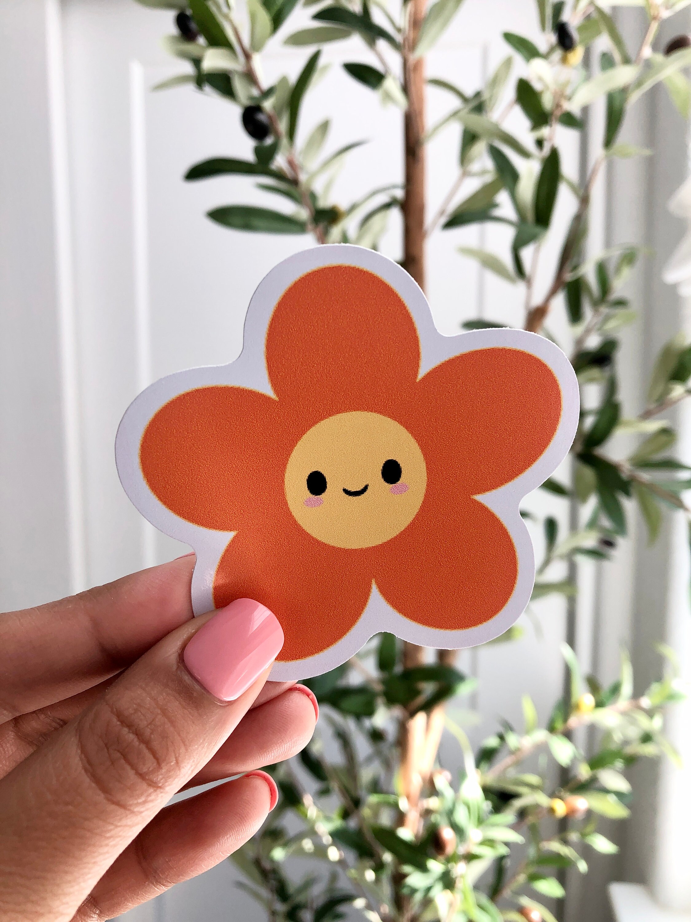 Smiley Face Flower Die Cut Sticker - Etsy
