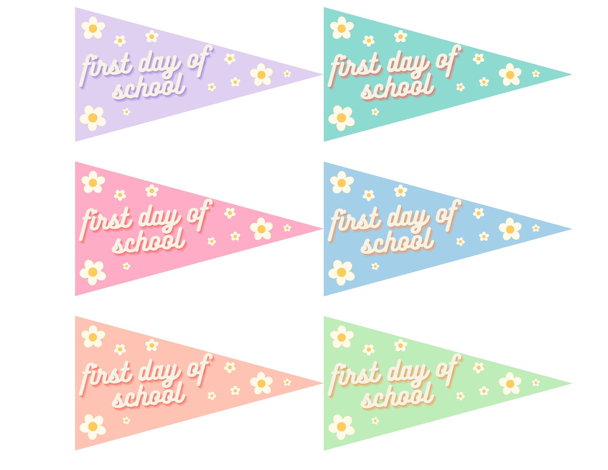 First Day of School Pennant Flag PRINTABLE - Etsy