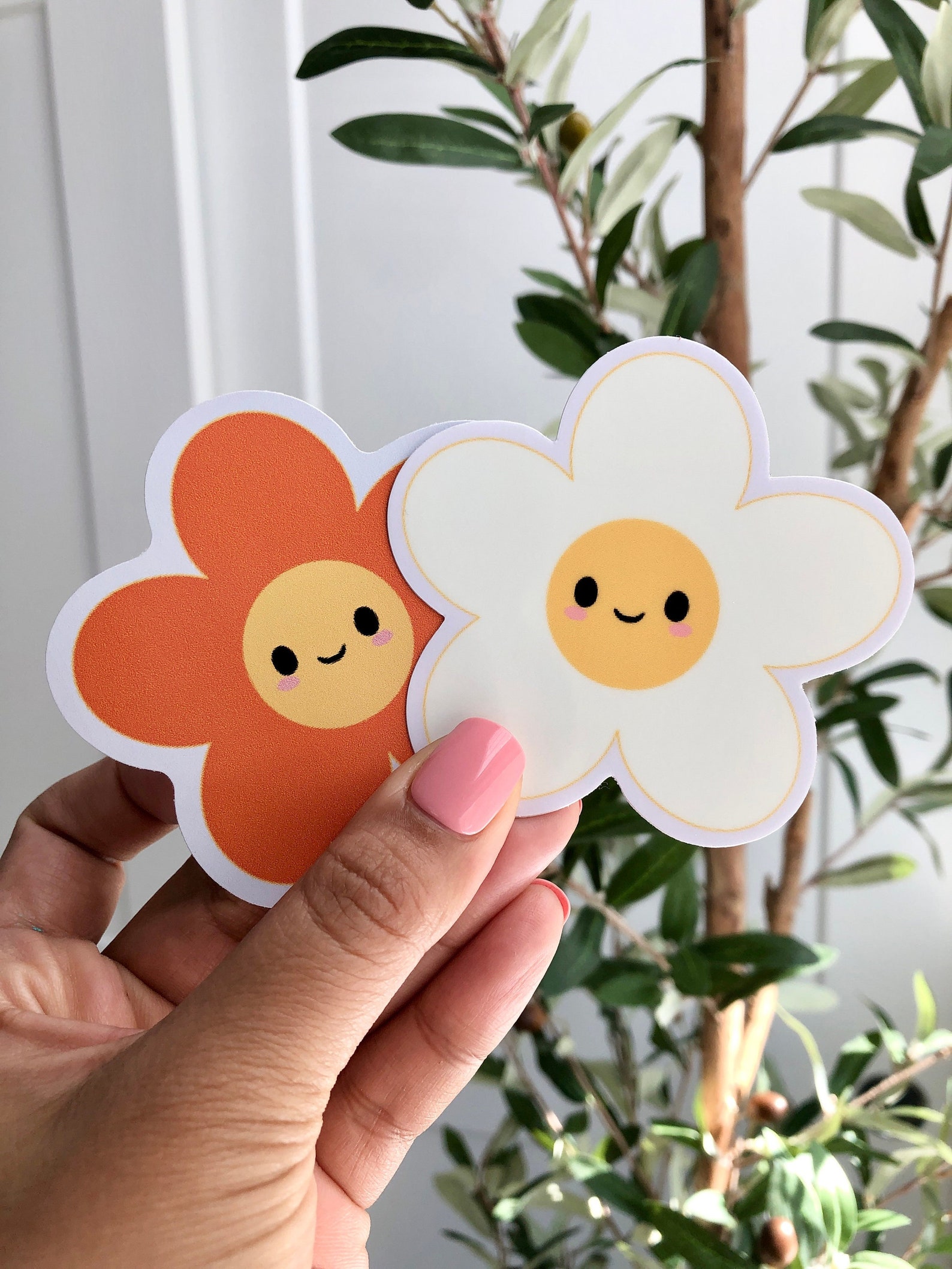 Smiley Face Flower Die Cut Sticker - Etsy