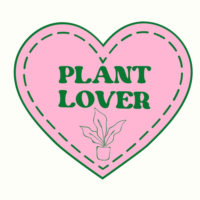 Plant Lover Heart Die Cut Sticker Pink and Green - Etsy