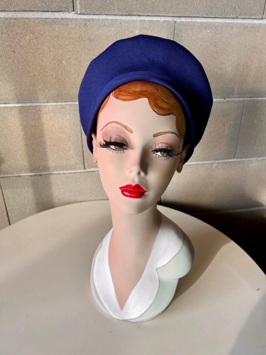 ROUND HALO HAT Blue Tilt Hat 1930s 1940s 1950s Inspired Fascinator ...