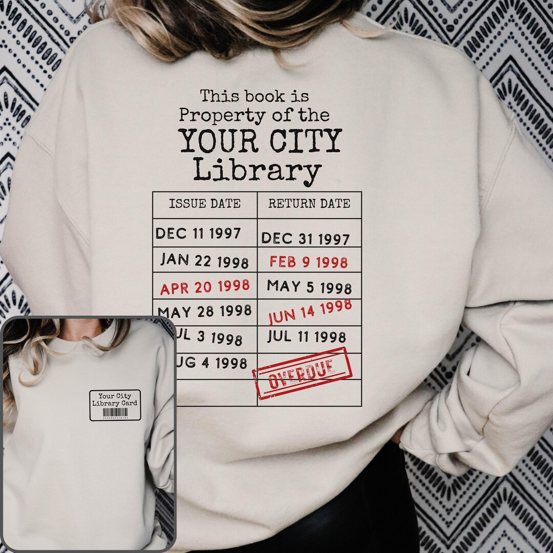 Book Lover’s Sweatshirt, Retro Library Card Sweatshirt, Bookish ...