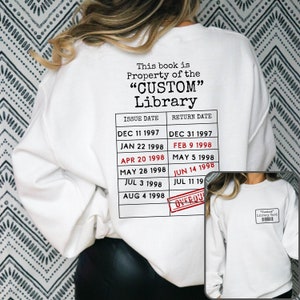 Book Lover’s Sweatshirt, Retro Library Card Sweatshirt, Bookish ...