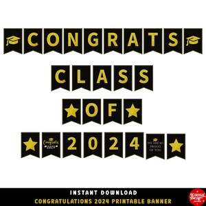 Congratulations Banner Printable, Congrats Decorations, Class of 2024 ...