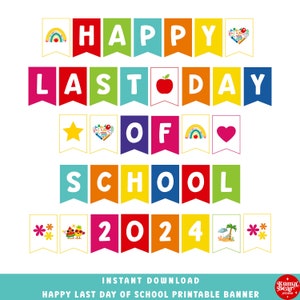 Last Day of School Banner Printable, School Decor, School's Out for ...