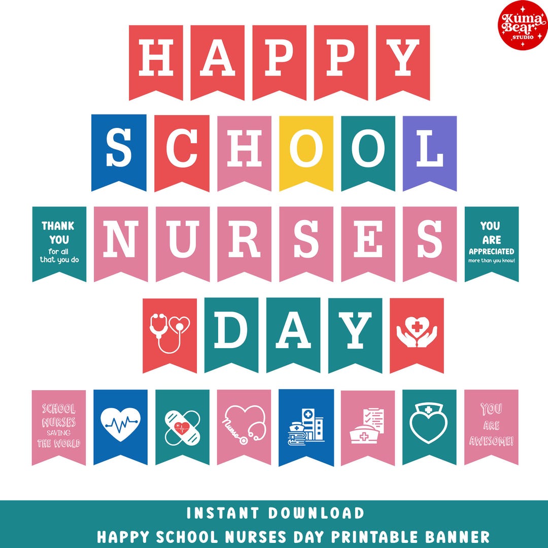 School Nurses Day Banner Printable, National School Nurse Day, School ...