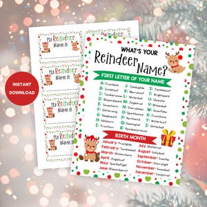 Christmas Game Printable What's Your Reindeer Name, Christmas Game ...