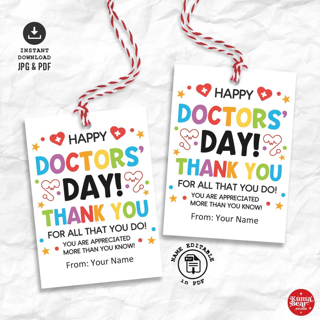 Doctors Day Printable Gift Tags, Medical Staff Appreciation Thank You ...