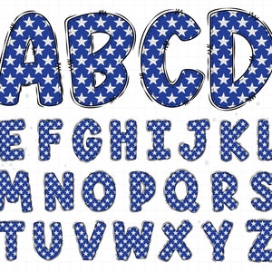 4th of July, Patriotic Doodle Alphabet Bundle, 4th of July PNG Letters ...
