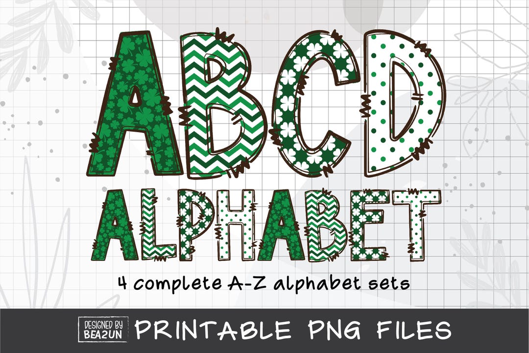 St Patricks Day Alphabet Letters Bundle, St Patrick's Day Doodle ...