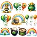 St. Patrick's Day Clipart, Cute Gnome, Leprechaun, Shamrock, Irish Clip Art, Watercolor St ...