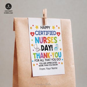 Certified Nurses Day Printable Gift Tags, Certified Nurse Appreciation ...