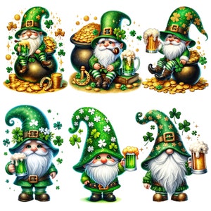 St. Patrick's Day Gnome Clipart, Watercolor Saint Patricks Gnomes, St ...