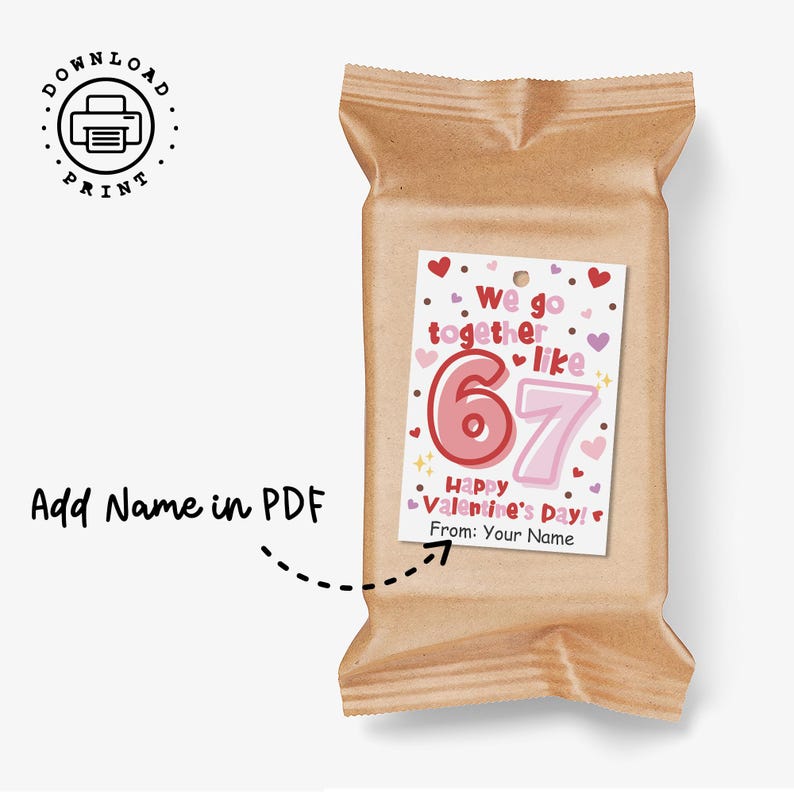67 Valentine Tags for Kids, We Go Together Like 6 7, Classroom Exchange ...