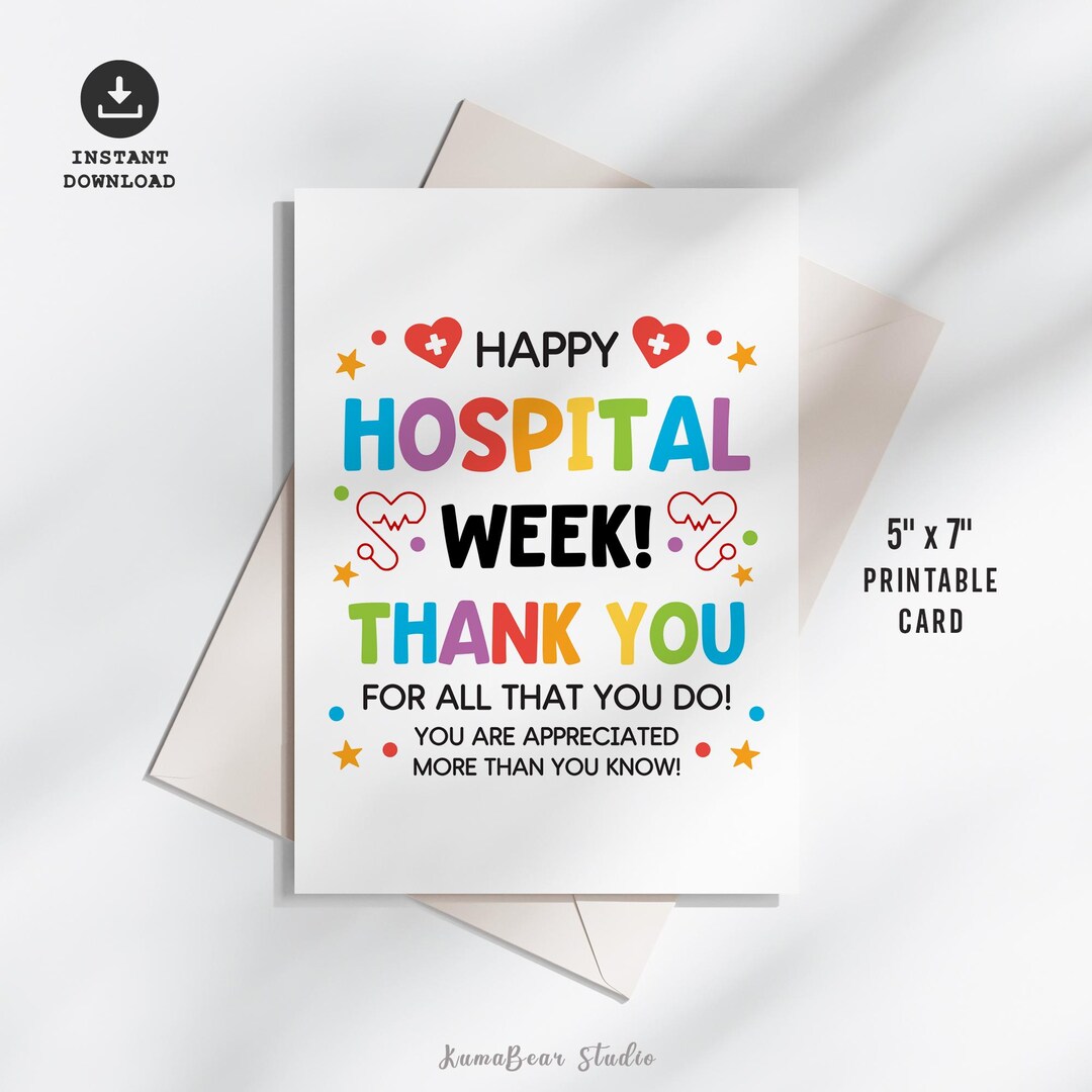 Hospital Week Card Printable, Hospital Week Appreciation Printable Card ...