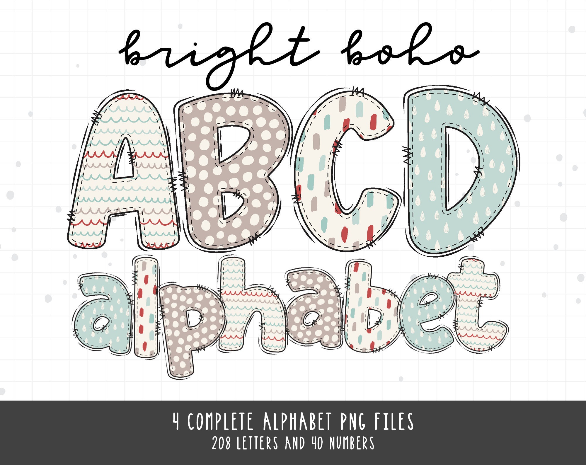 Bright Boho Alphabet PNG Alphabet Sublimation Alphabet - Etsy