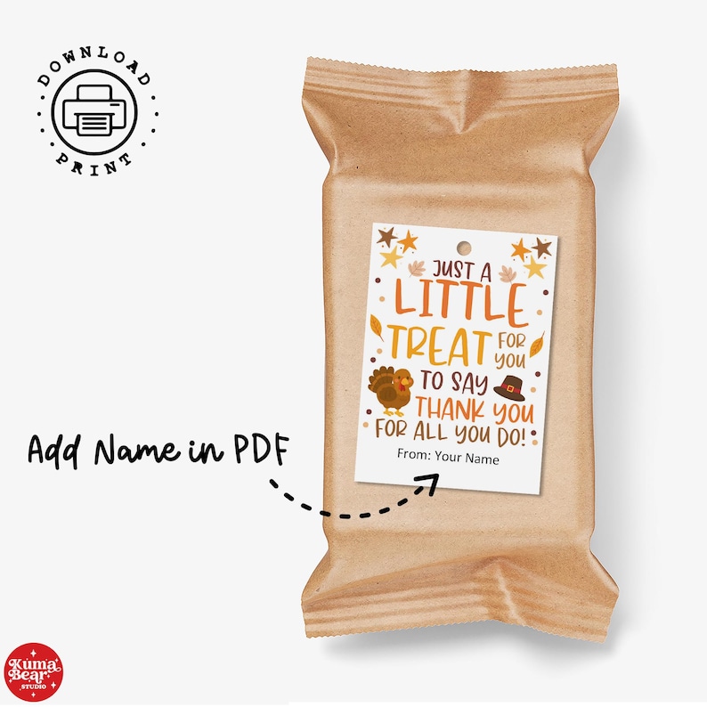 Thanksgiving Treat Tags, Just a Little Treat Printable Tags, Fall Thank ...