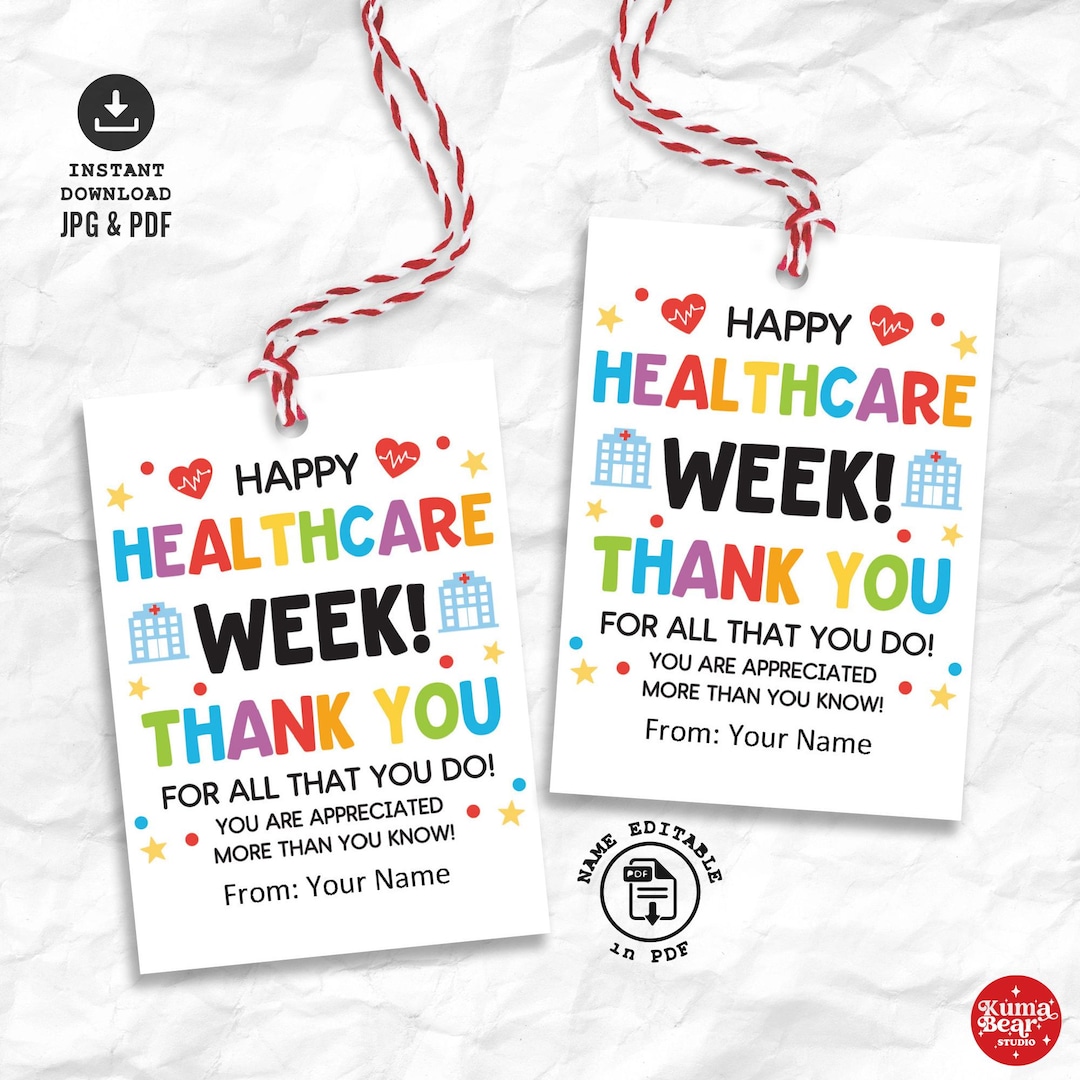 Healthcare Week Tag Printable, Healthcare Week Appreciation Gift Tag ...