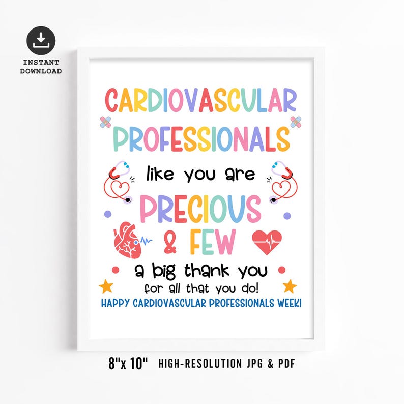 Cardiovascular Professionals Week Printable Sign, CVT Week Poster, Cath ...