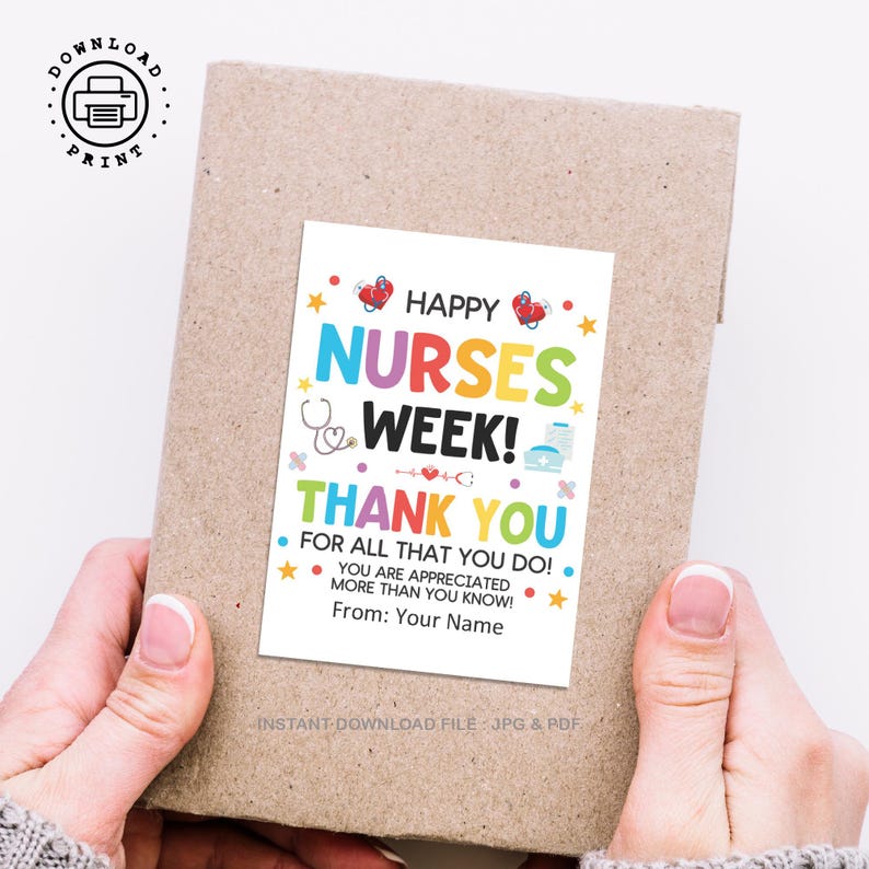 Nurse Appreciation Week Tag Printable, Editable Thank You Gift Tag for ...