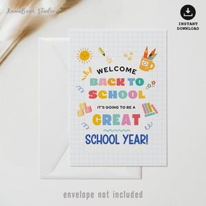 Back to School Card Printable, Happy First Day of School Card, Welcome ...