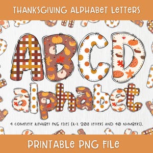 Thanksgiving Alphabet Letters PNG Bundle, Thanksgiving Clipart PNG ...