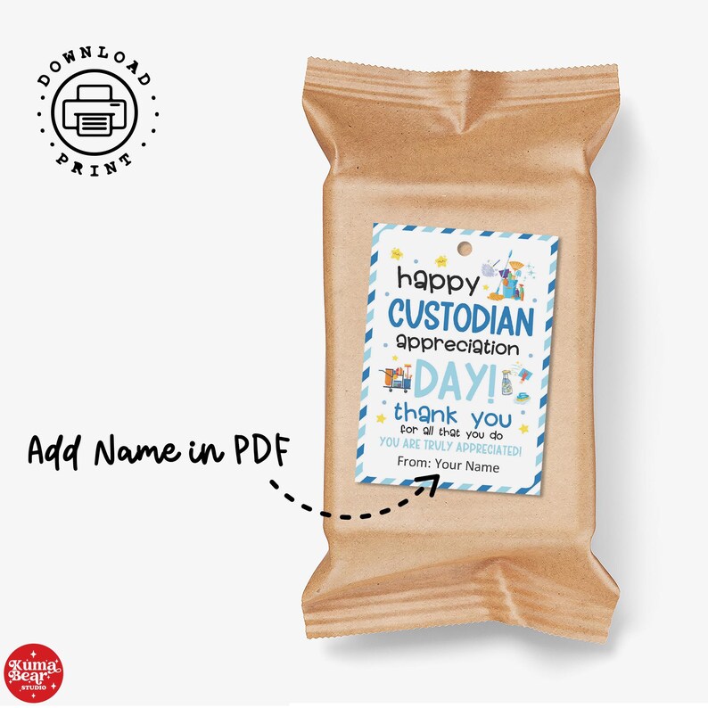 Custodian Day Gift Tags - Printable Thank You Favor Tags for School ...