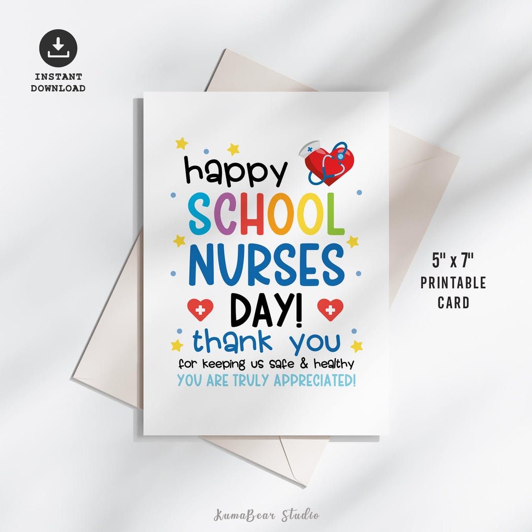 School Nurses Day Card Printable, School Nurse Appreciation Greeting ...