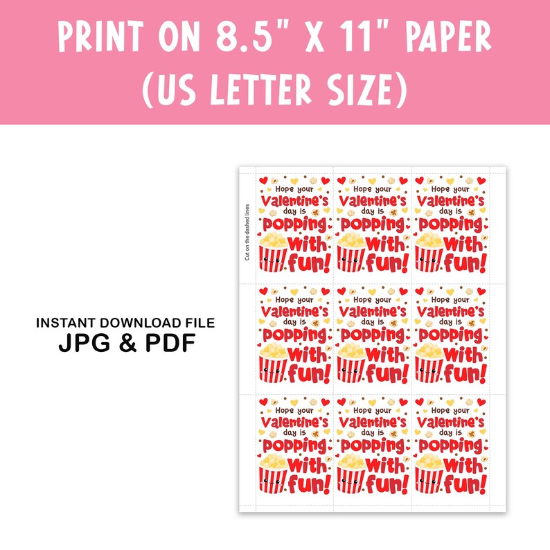 Popcorn Valentine Gift Tags Printable Popping With Fun Classroom ...