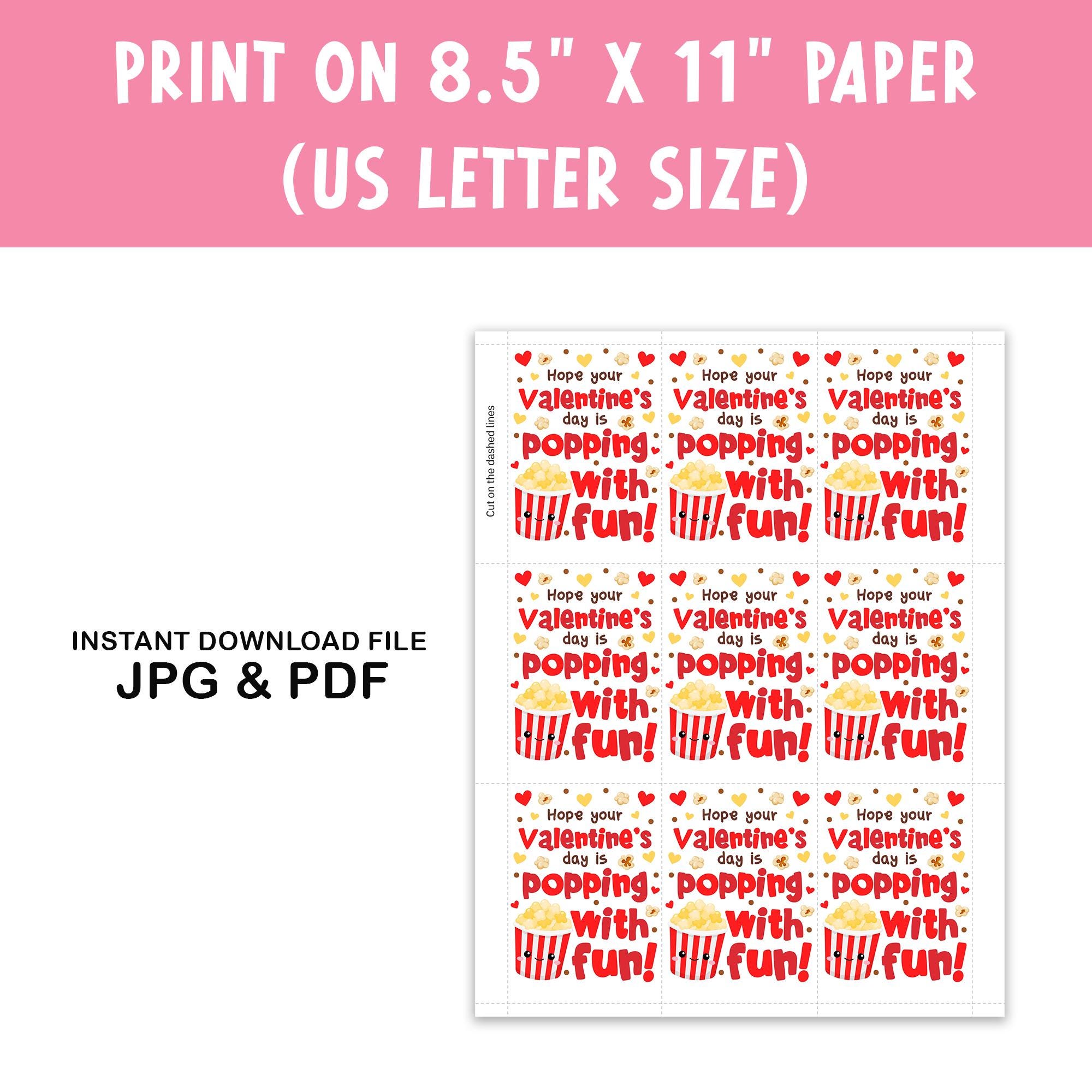 Popcorn Valentine Gift Tags Printable Popping With Fun Classroom ...