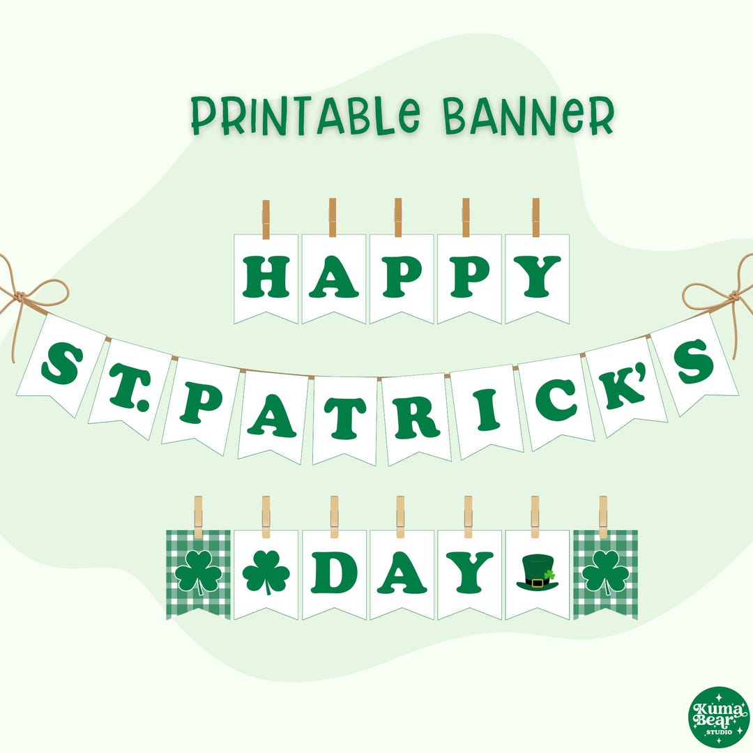St. Patrick's Day Banner Printable, St Patricks Day Bunting, St Paddy’s ...
