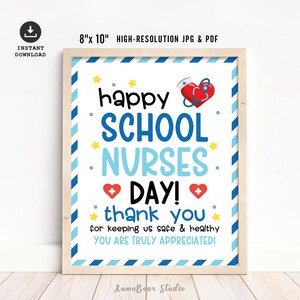 School Nurse Day Sign Printable, School Nurse Appreciation Poster ...