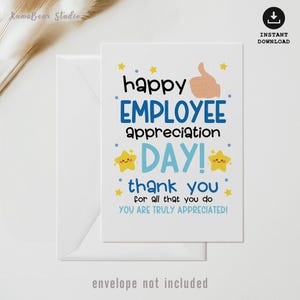 Employee Appreciation Day Printable Card, Employee Appreciation Week ...
