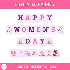 Women's Day Banner Printable, Happy Women's Day Printable Banner ...