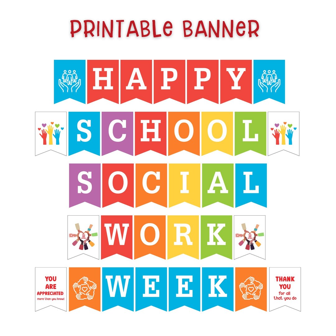 School Social Work Week Banner Printable, School Social Work Office ...