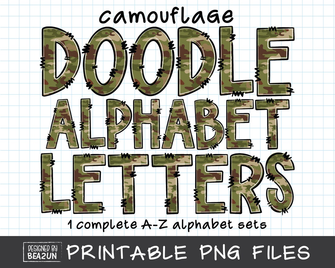 Camouflage Alphabet PNG, Alphabet Sublimation, Alphabet Letters Bundle ...
