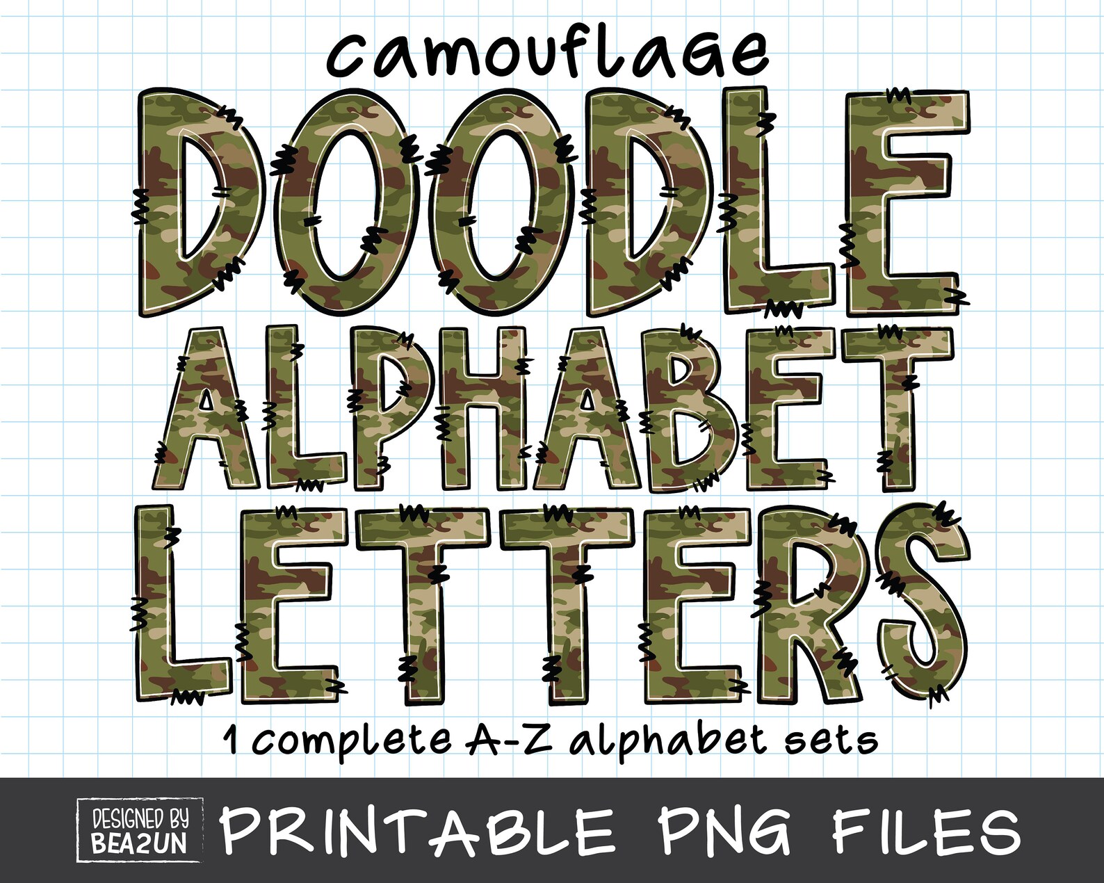 Camouflage Alphabet PNG Alphabet Sublimation Alphabet - Etsy