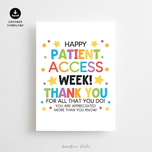 Patient Access Week Card Printable, Patient Access Professionals Week ...