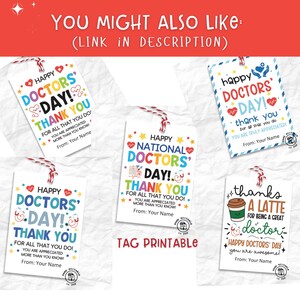 Doctors' Day Gift Tag Printable, Thank You Label for Doctor ...