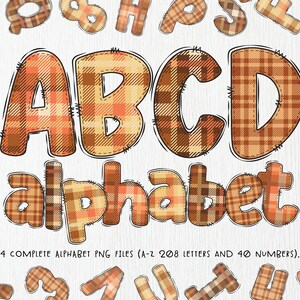 Autumn Plaid Alphabet Letters Bundle PNG Files, Fall Sublimation ...