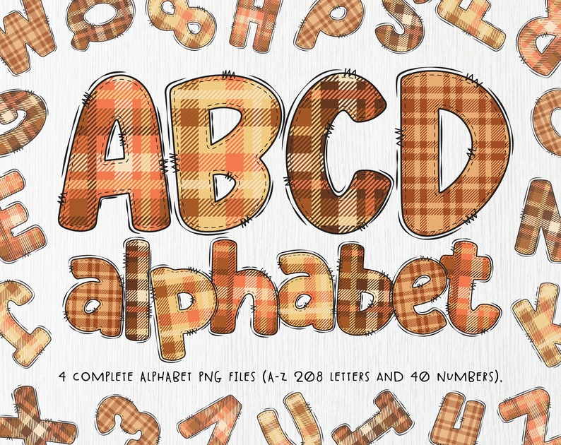 Autumn Plaid Alphabet Letters Bundle PNG Files Fall - Etsy