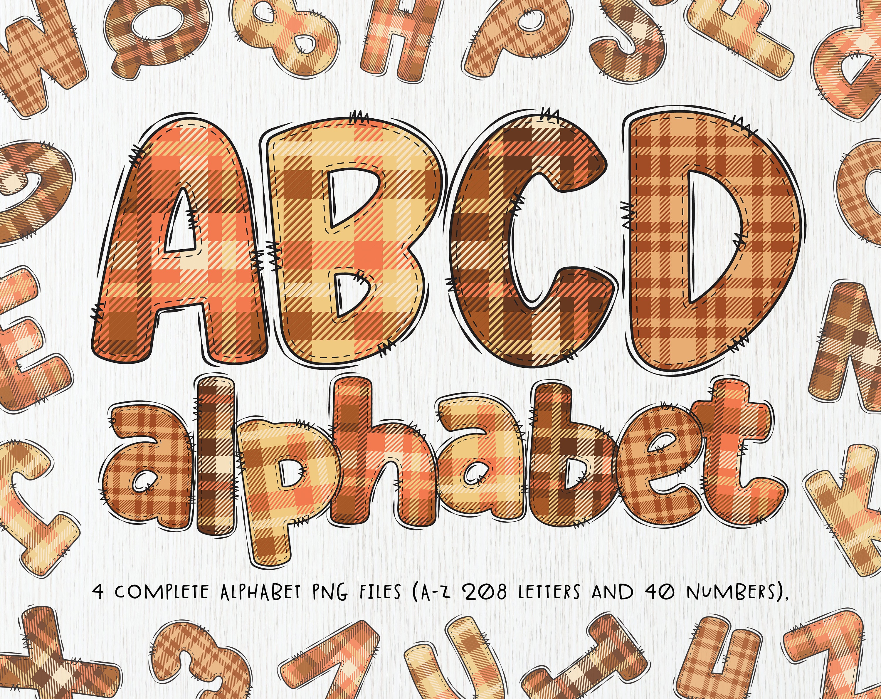 Autumn Plaid Alphabet Letters Bundle PNG Files Fall - Etsy