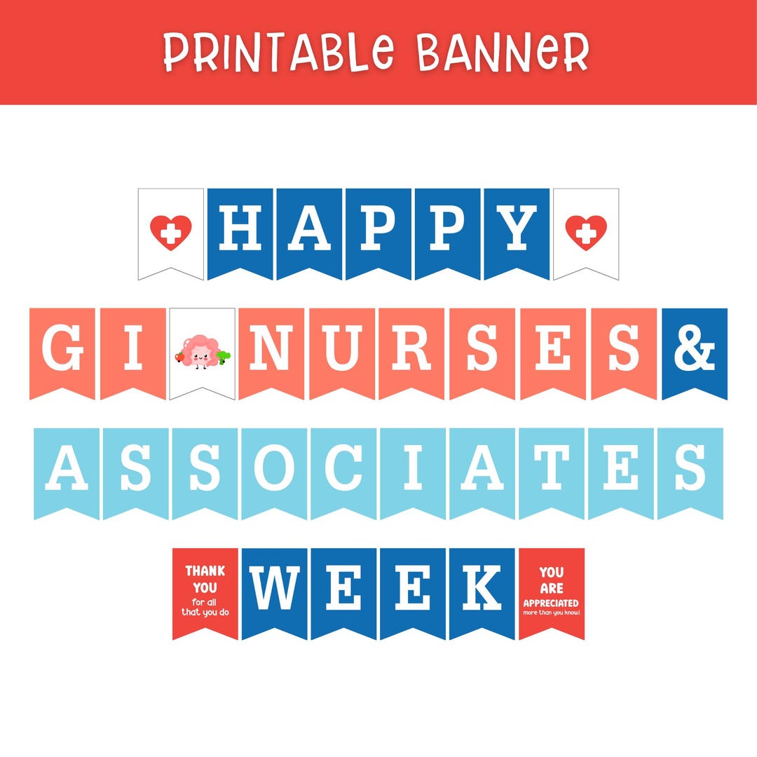 GI Nurses and Associates Week Banner Printable, GI Nurse Week Printable ...