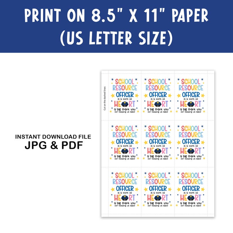 School Resource Officer Gift Tag Printable, SRO Appreciation Day Tags ...