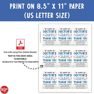 Doctor's Day Gift Tag Printable, Thank You Label for Doctor ...