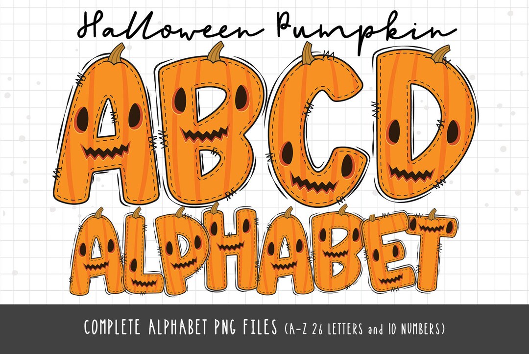 Halloween Pumpkin Alphabet Letters PNG, Halloween Doodle Letters ...