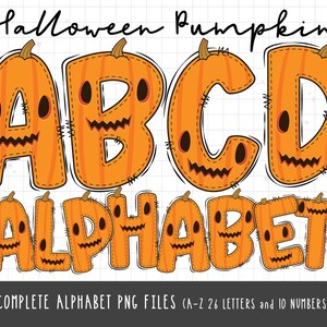 Halloween Pumpkin Alphabet Letters PNG, Halloween Doodle Letters ...
